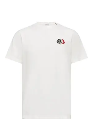 Moncler Embroidered Tricolor Logo Cotton T-shirt - White