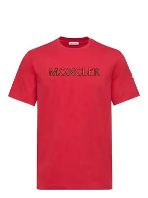 Moncler Logo Print Cotton T-Shirt Red