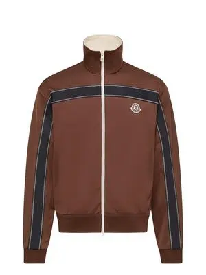 Moncler Topstitched Turtleneck Zip-up Sweatshirt - Brown