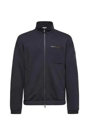 Moncler Cotton Blend Zip-up Sweatshirt - Blue