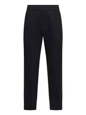 Moncler Leather Logo Cotton Blend Sweatpants - Blue