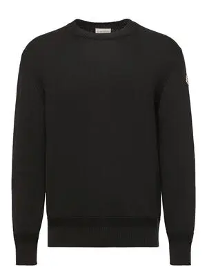 Moncler Logo Patch Cotton Sweater - Black