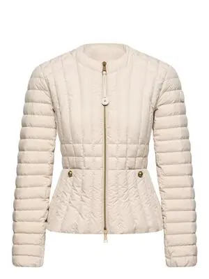 Moncler Menthe Vertical-quilted Short Down Jacket - Beige