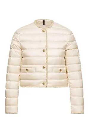 Moncler Fleurs Short Down Jacket - Beige