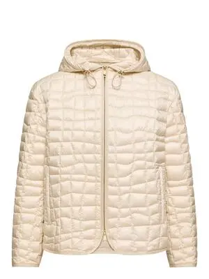 Moncler MONCLER COLLECTION Eglantier Hooded Geometric-Quilted Short Down Jacket Beige