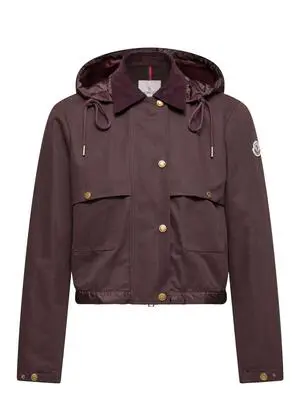 Moncler Aconitum Hooded Cotton & Linen Blend Shirt Jacket - Red