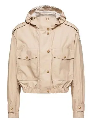 Moncler Carex Hooded Cotton Blend Poplin Jacket - Beige