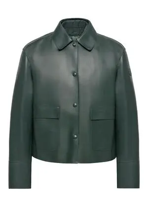 Moncler Haricot 3-in-1 Leather Down Shirt Jacket - Green