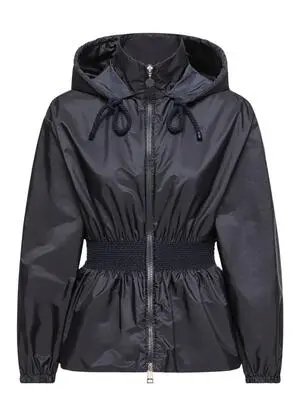 Moncler Liriope Hooded Jacket With Smocked Waist - Blue