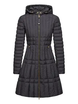 Moncler Menthelong Vertical-quilted Hooded Down Jacket - Black