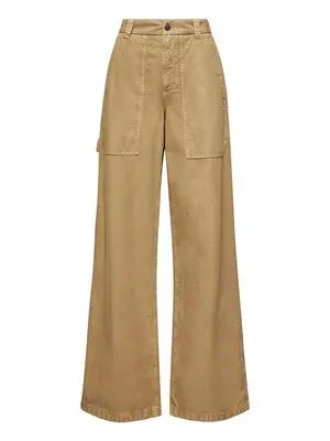 Moncler Cotton Wide Leg Trousers - Beige