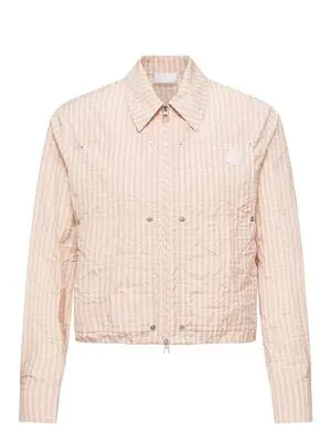 Moncler Checked Cotton Blend Zip-up Shirt - Pink