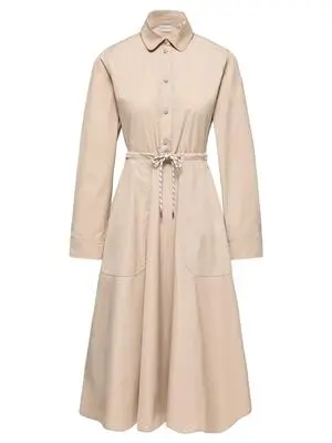 Moncler Poplin Midi Shirt Dress - Beige