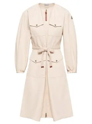 Moncler Pleated Poplin Dress - Beige