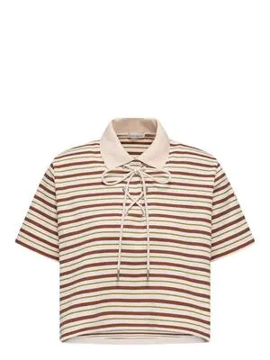 Moncler MONCLER COLLECTION Striped Cotton Polo Shirt With Lace-up Detail Multicolor