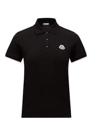 Moncler Cotton Piquet Polo Shirt With Logo Detail - Black