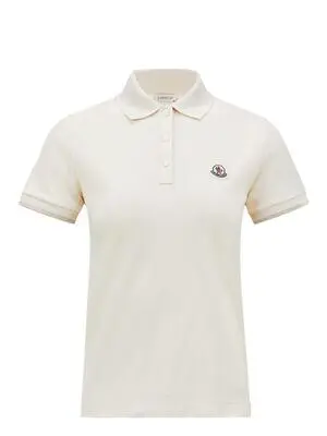 Moncler Cotton Piquet Polo Shirt With Logo Detail - White
