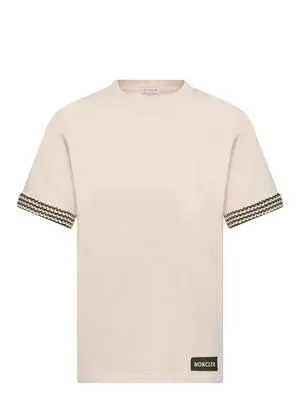 Moncler Cotton T-shirt With Crochet Trim - White