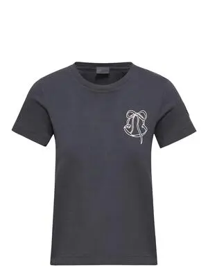 Moncler MONCLER COLLECTION Embroidered Logo Cotton T-Shirt Blue