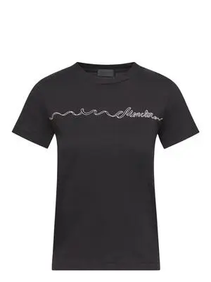 Moncler MONCLER COLLECTION Ribbon Logo Cotton T-Shirt Black