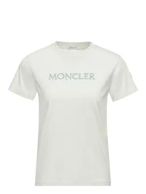 Moncler Embroidered Tonal Logo Cotton T-shirt - Green