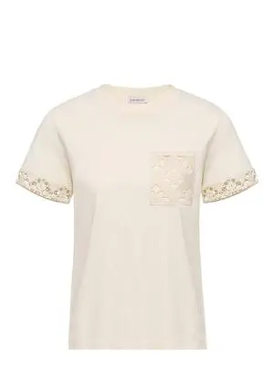 Moncler Macramé-trimmed Cotton T-shirt - White
