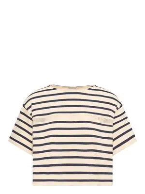 Moncler Macramé-Trimmed Striped Cotton T-Shirt Multicolor