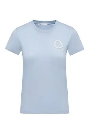 Moncler MONCLER COLLECTION Embroidered Logo Cotton T-Shirt Blue