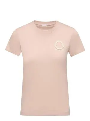 Moncler MONCLER COLLECTION Embroidered Logo Cotton T-Shirt Pink