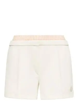 Moncler Layered-effect Vichy Cotton Blend Shorts - White