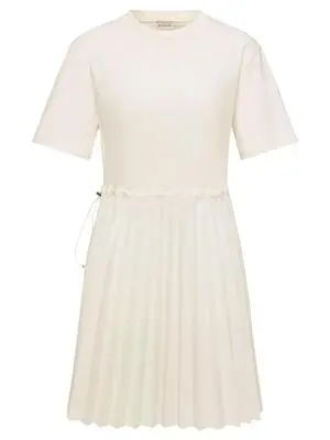 Moncler Pleated Cotton Midi Dress - White