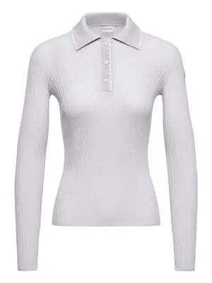 Moncler MONCLER COLLECTION Wool Long Sleeve Polo Shirt Blue