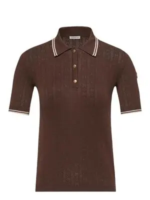 Moncler Rhombus & Logo Pattern Cotton Polo Shirt - Brown