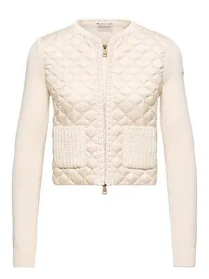 Moncler Moncler Geometric-Quilted Padded Zip-Up Cardigan White