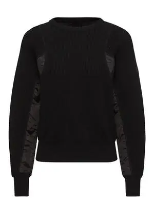 Moncler Cotton Sweater With Technical Inserts - Black