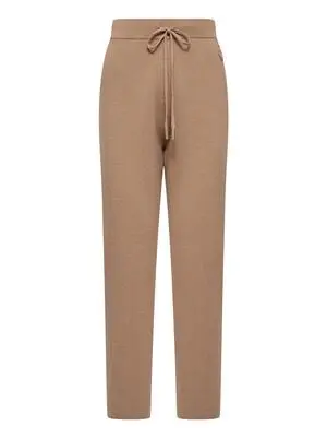 Moncler Wool & Cashmere Blend Cropped Drawstring Jogging Pants - Beige