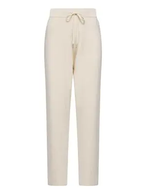 Moncler Wool & Cashmere Blend Cropped Drawstring Jogging Pants - White