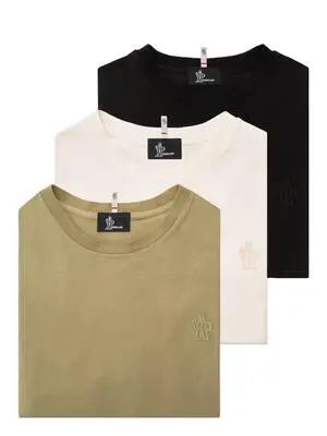 Moncler Logo Patch Cotton Blend T-shirt - Multicolor