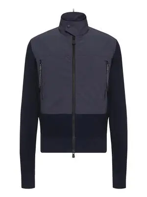Moncler Zip-up Cotton Cardigan With Down-filled Front - Blue