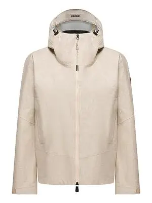 Moncler Chartres Linen Blend Hooded Jacket - Beige