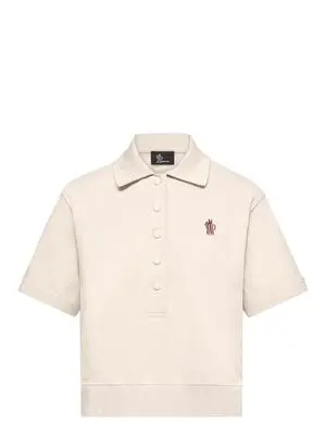 Moncler Logo Patch Cotton Polo Shirt - White