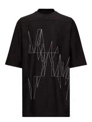 MONCLER + RICK OWENS Jumbo Cotton T-shirt With Geometric Stitching - Black