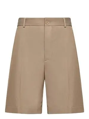 Moncler Wool Blend Gabardine Bermuda Shorts - Beige