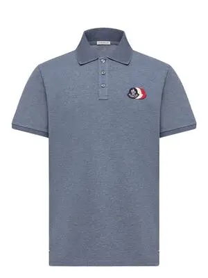 Moncler Cotton Piquet Polo Shirt - Blue