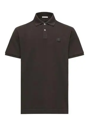 Moncler Logo Patch Cotton Piquet Polo Shirt - Green