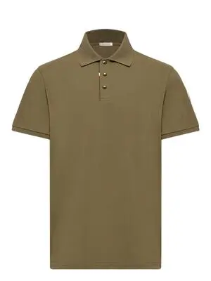 Moncler Logo Cotton Piquet Polo Shirt - Green