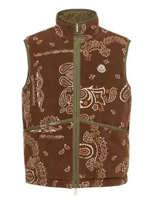 Moncler Reversible Paisley Print Padded Teddy Vest - Brown