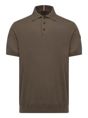Moncler Logo Cotton Knit Polo - Brown