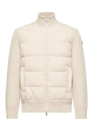 Moncler Padded Wool Zip-up Cardigan - Beige