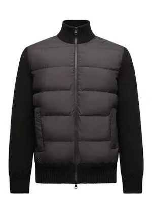 Moncler Padded Wool Zip-up Cardigan - Black